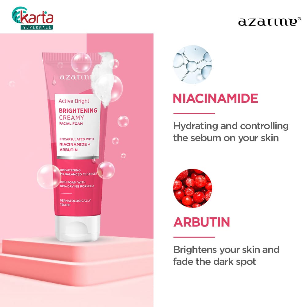 Azarine Active Bright Brightening Creamy Facial Foam 50g - Karta Supermall