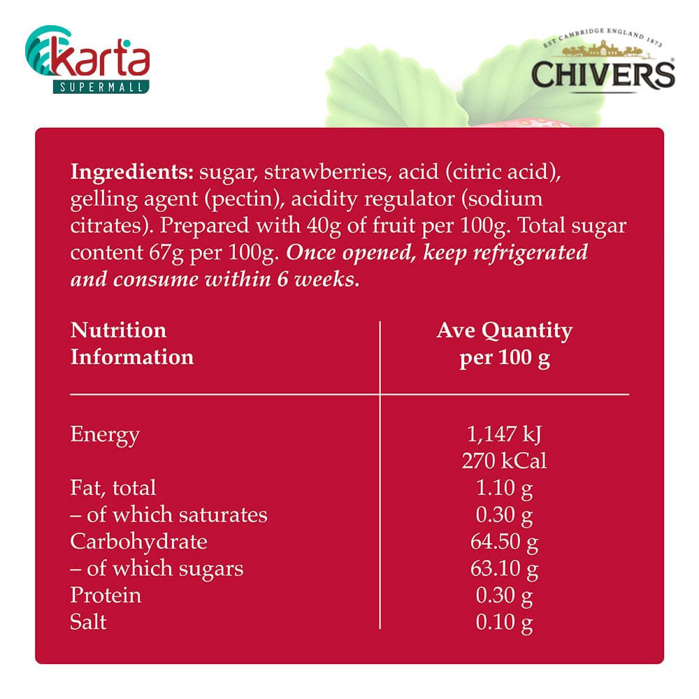 Chivers Strawberry Jam 340g - Karta Supermall
