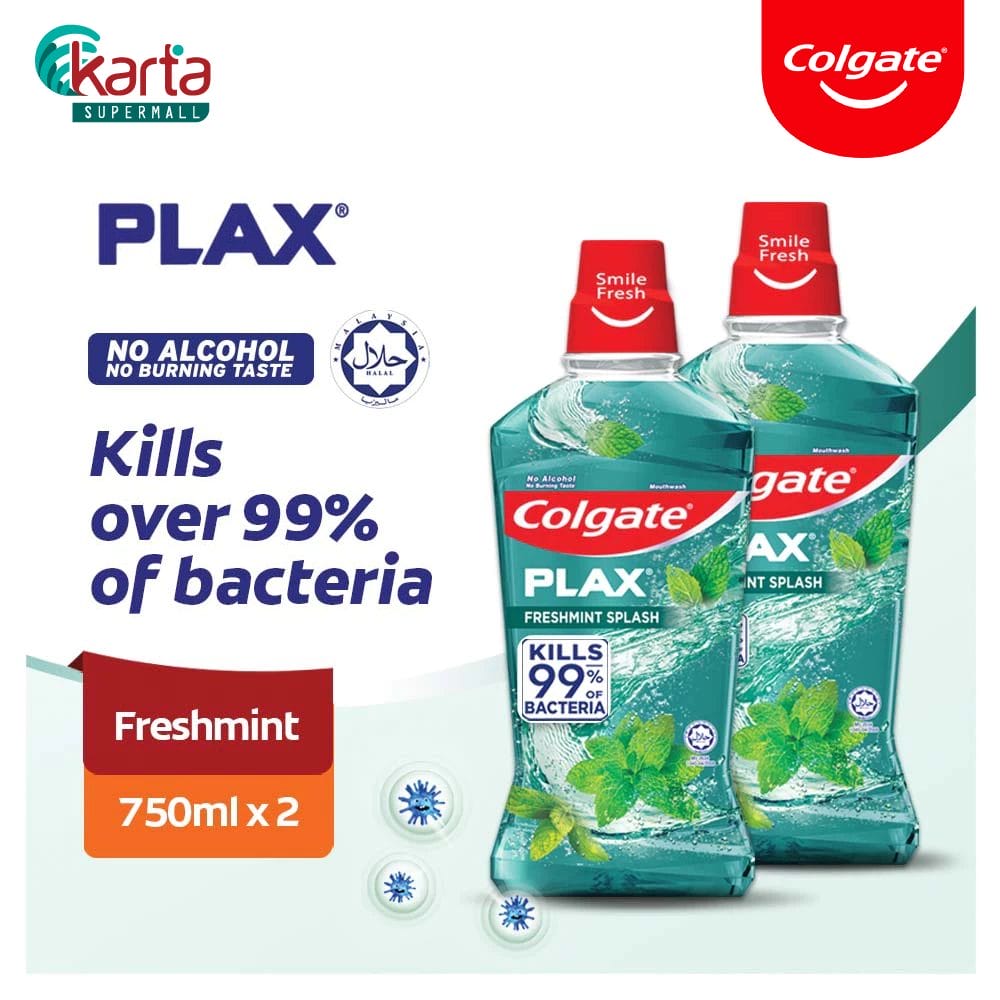 Colgate Plax Freshmint Mouthwash Valuepack (750ml x 2) - Karta Supermall