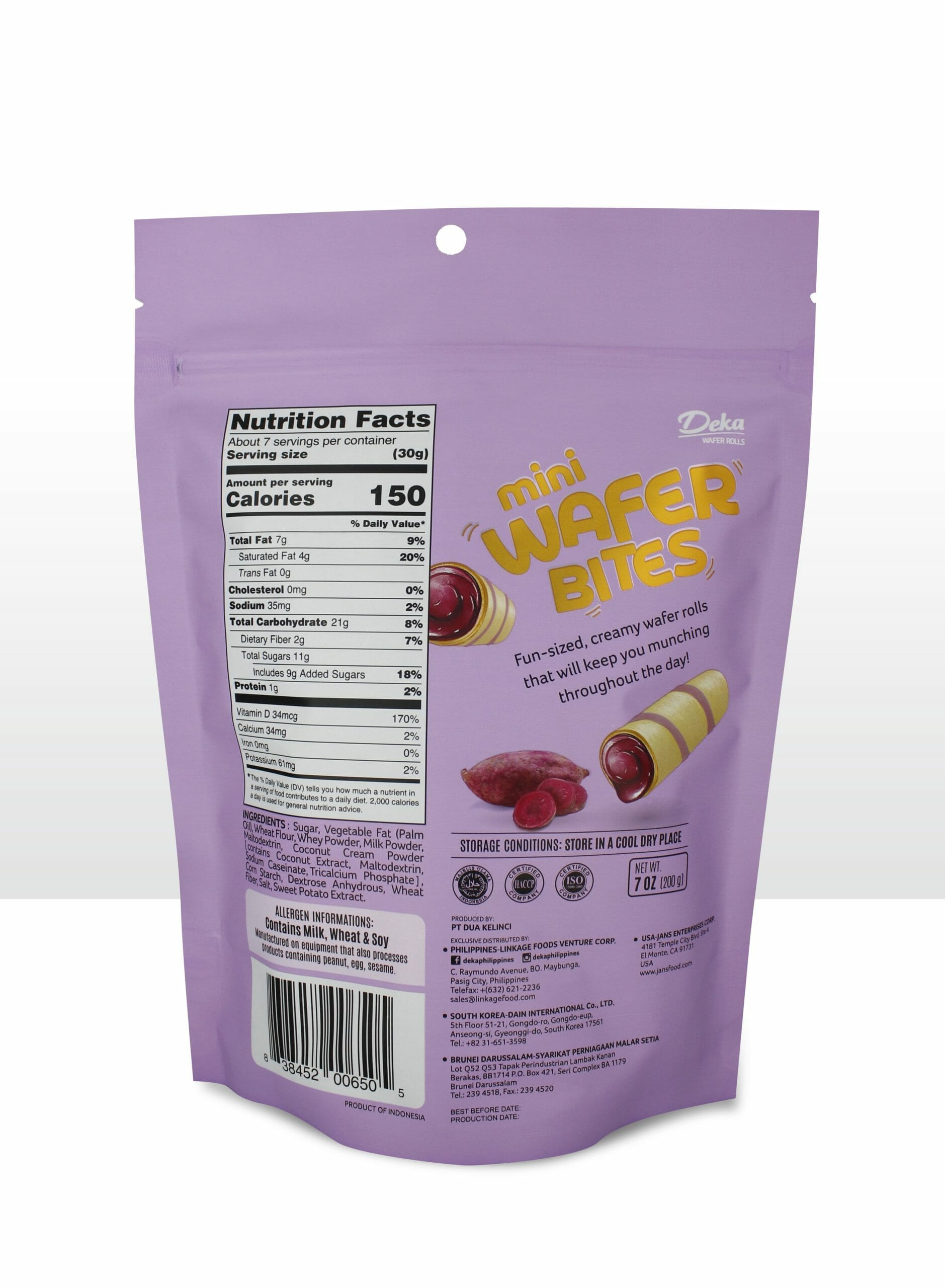 Deka Mini Wafer Bites Ube 180g - Karta Supermall