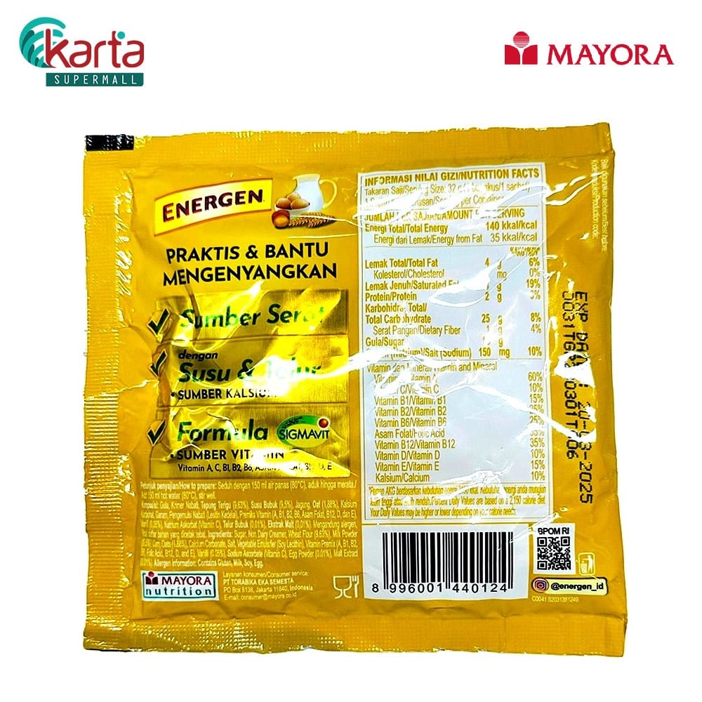 Energen Vanilla Pouch Cereal Drink (10 Sachets x 32g) - Karta Supermall