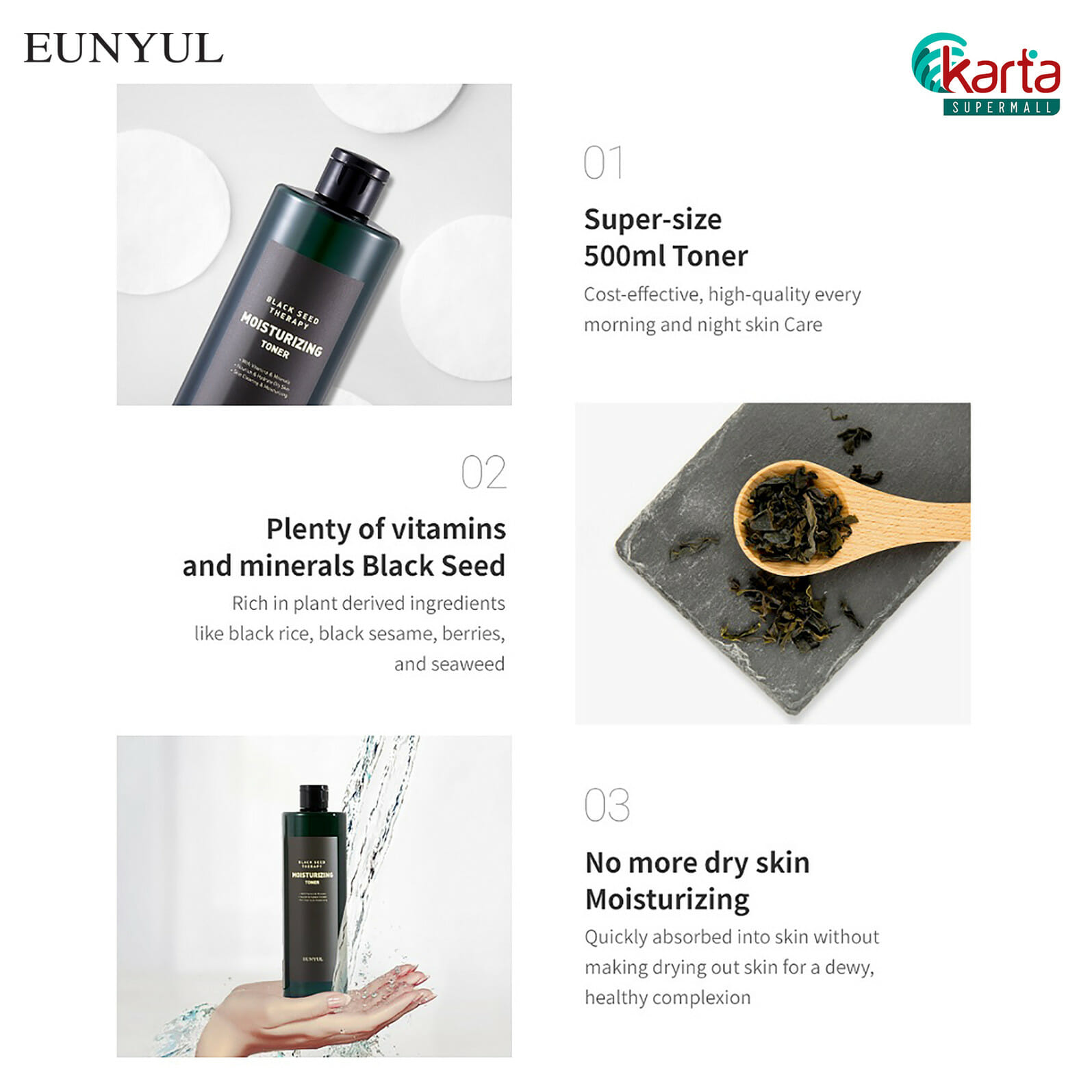 EUNYUL Black Seed Therapy Moisturizing Toner 500ml - Karta Supermall