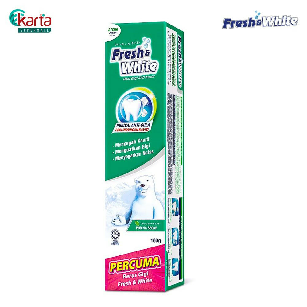 Fresh & White Toothpaste 160g (Fresh Cool Mint) + Toothbrush Pack ...