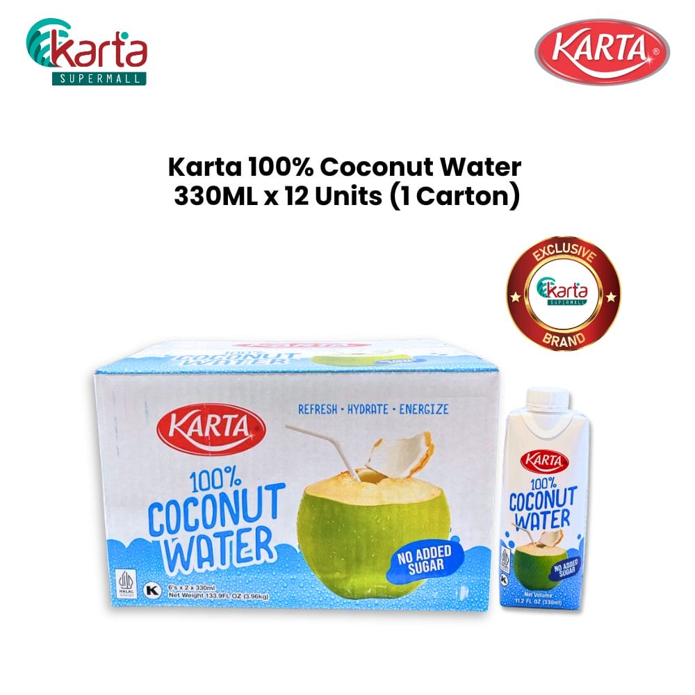 Karta 100% Coconut Water 6's x 330ml x 2 (1 carton) - Karta Supermall