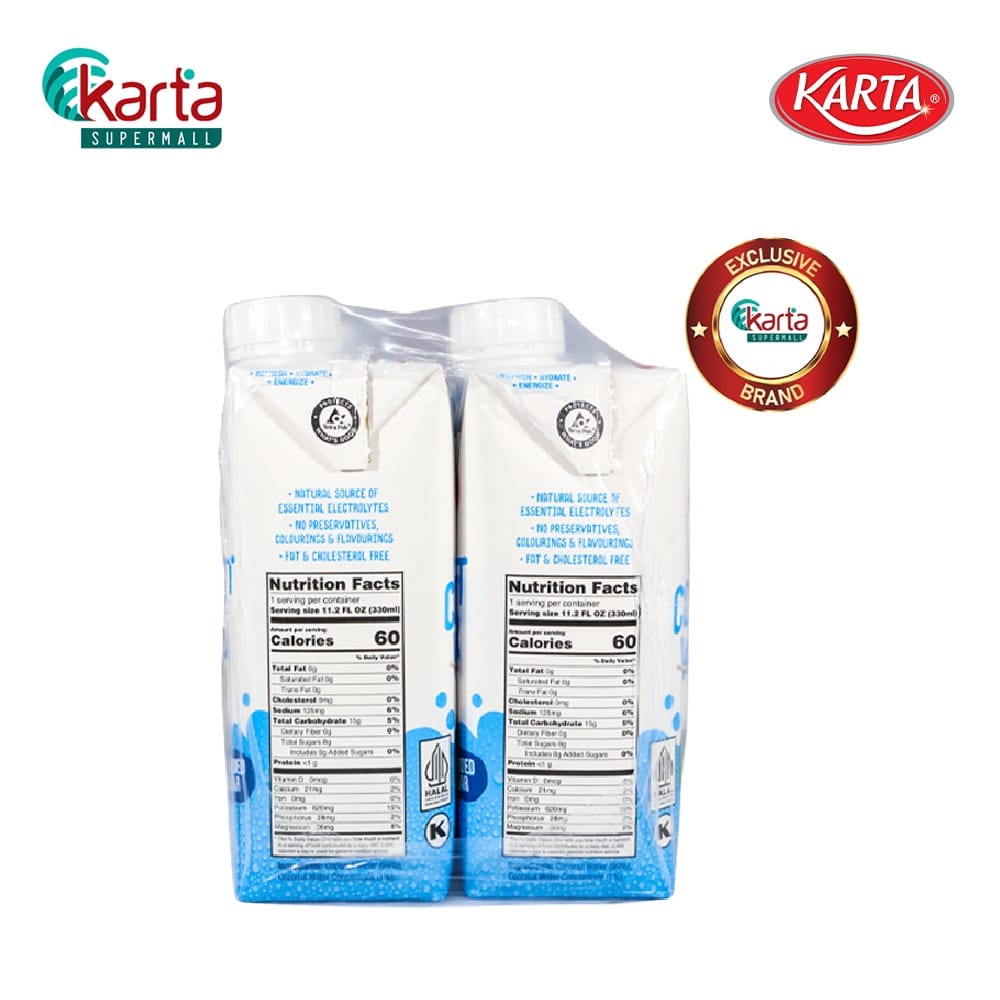 Karta 100% Coconut Water 6's x 330ml x 2 (1 carton) - Karta Supermall