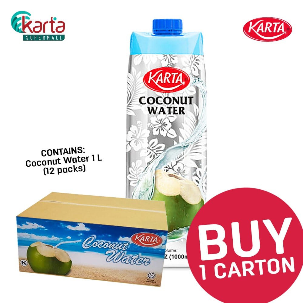 KARTA Coconut Water Air Kelapa 1 Liter x 12 Units (1 Carton) - Karta Supermall