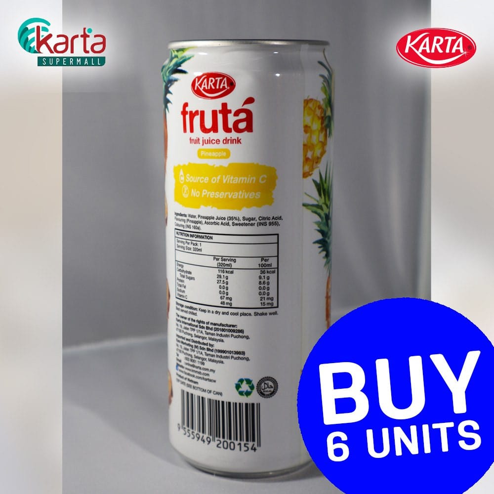 Karta Fruta Fruit Juice Drink (Pineapple) 320ml x 6 Cans - Karta Supermall