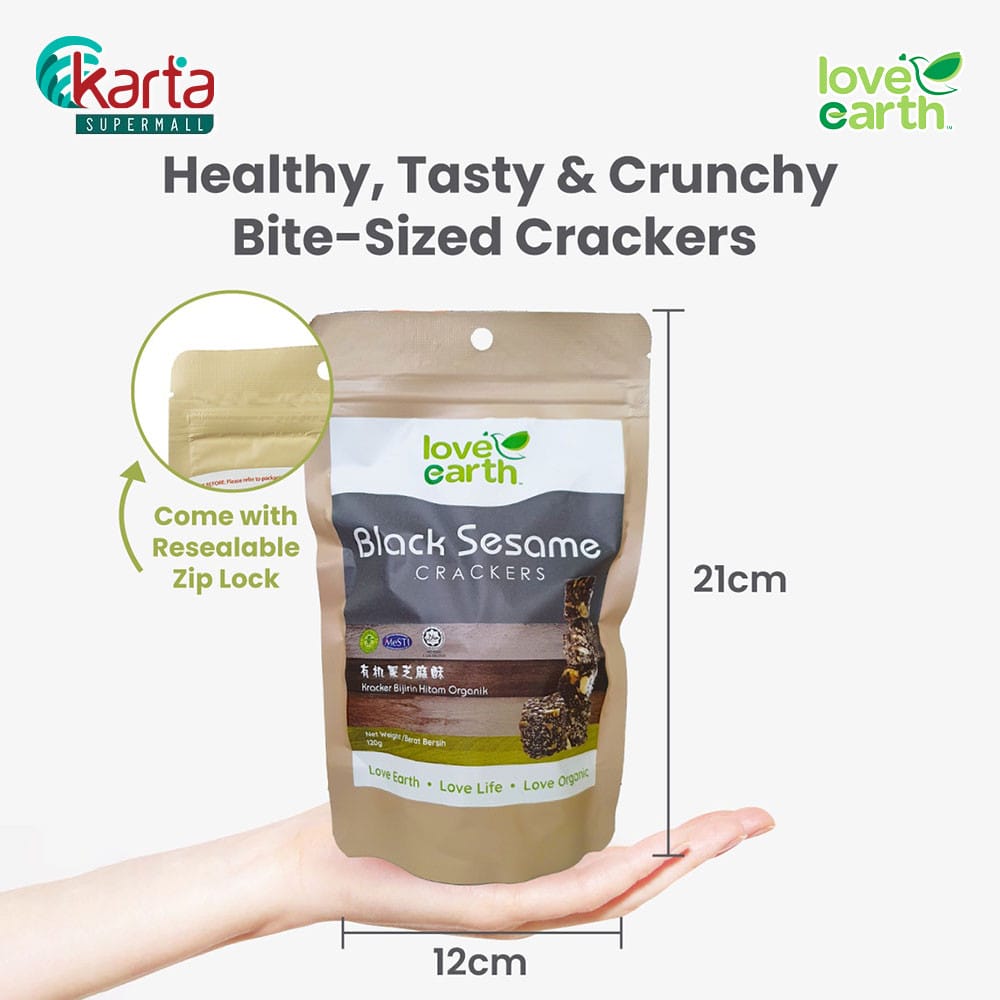 Love Earth Black Sesame Crackers 120g - Karta Supermall