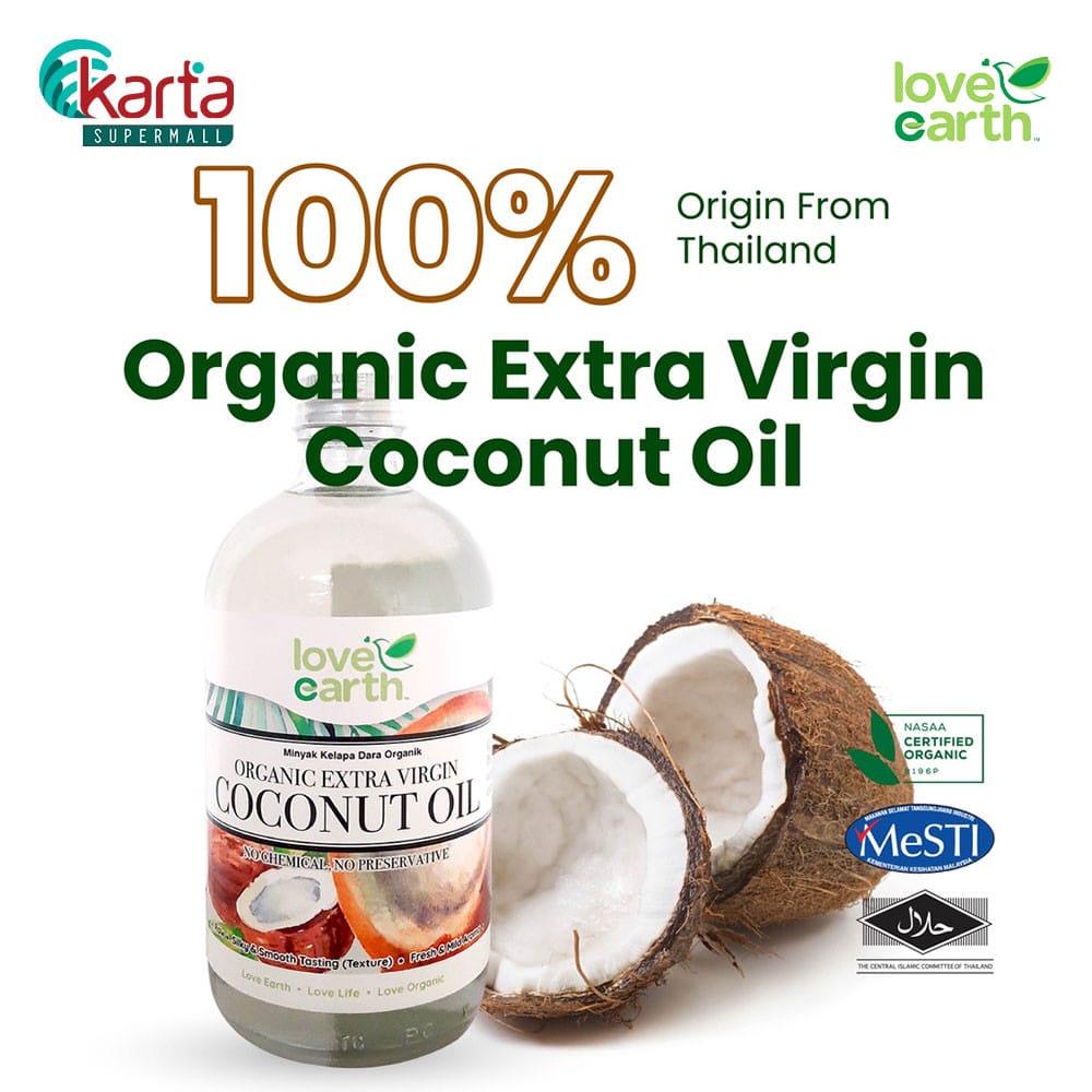 Love Earth Organic Extra Virgin Coconut Oil 480ml - Karta Supermall