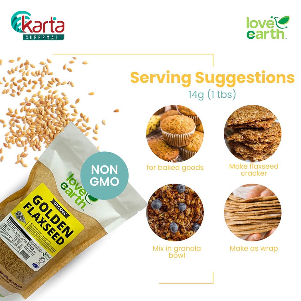 Love Earth Organic Golden Flaxseed 400g - Karta Supermall