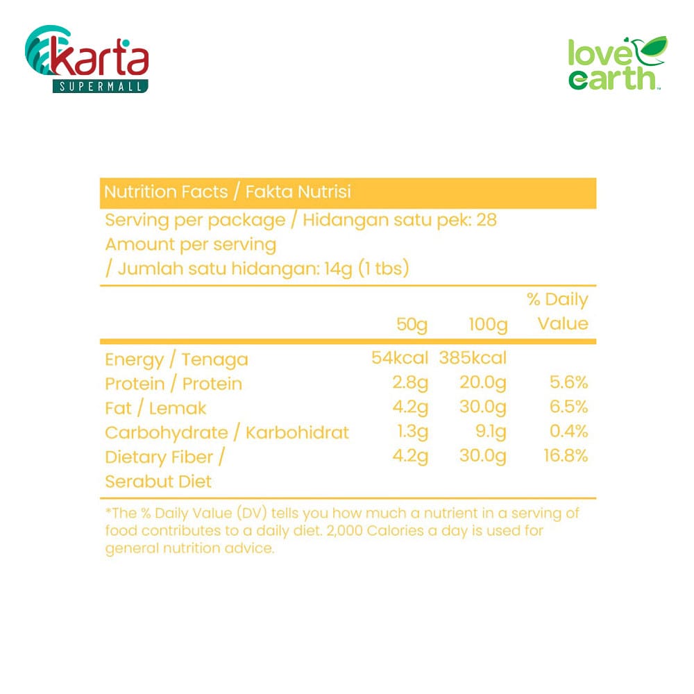Love Earth Organic Golden Flaxseed 400g - Karta Supermall