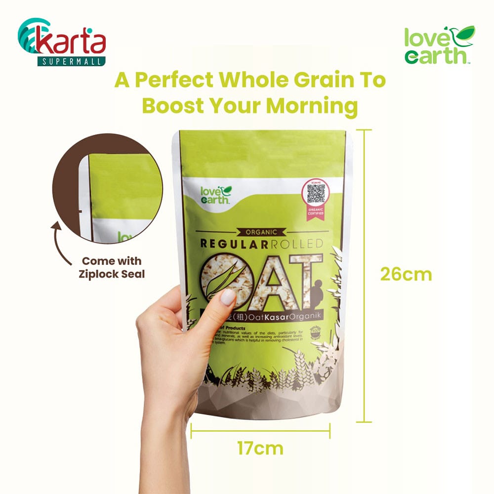 Love Earth Organic Regular Rolled Oat 400g - Karta Supermall