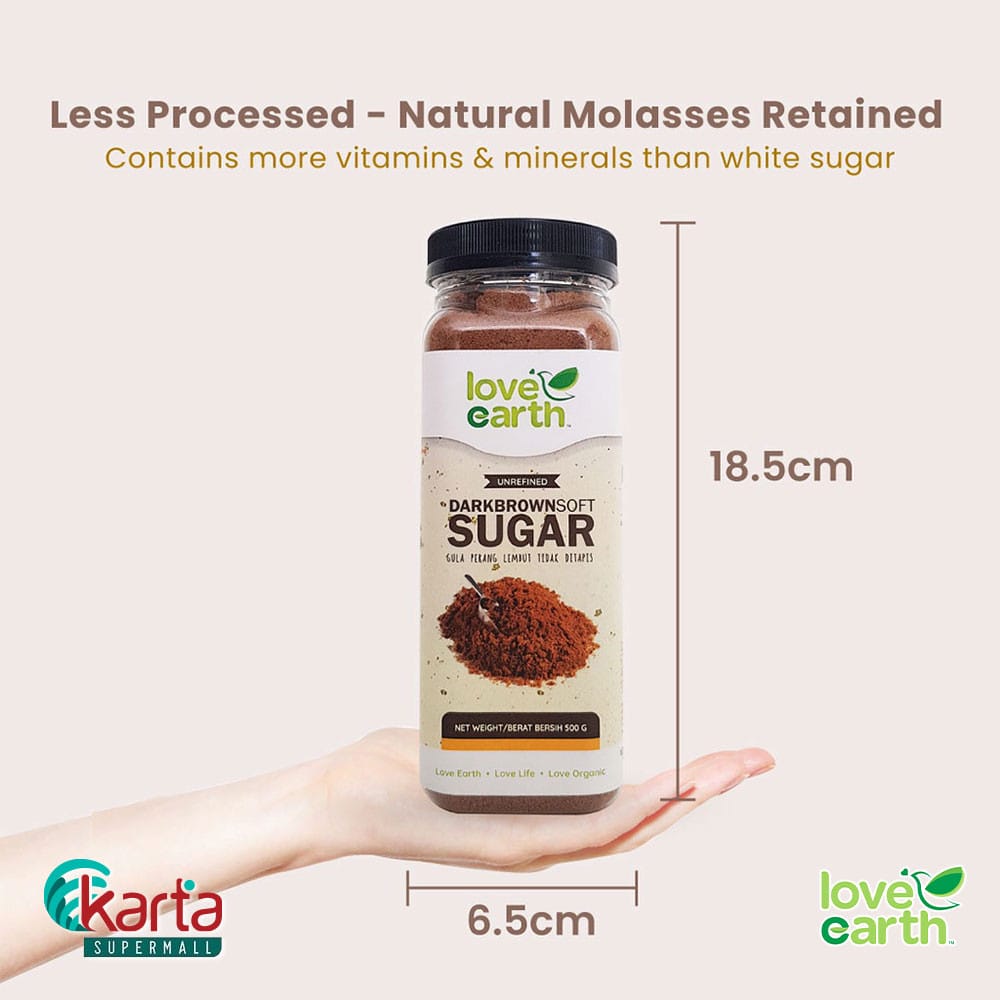 Love Earth Unrefined Dark Brown Soft Sugar 550g - Karta Supermall