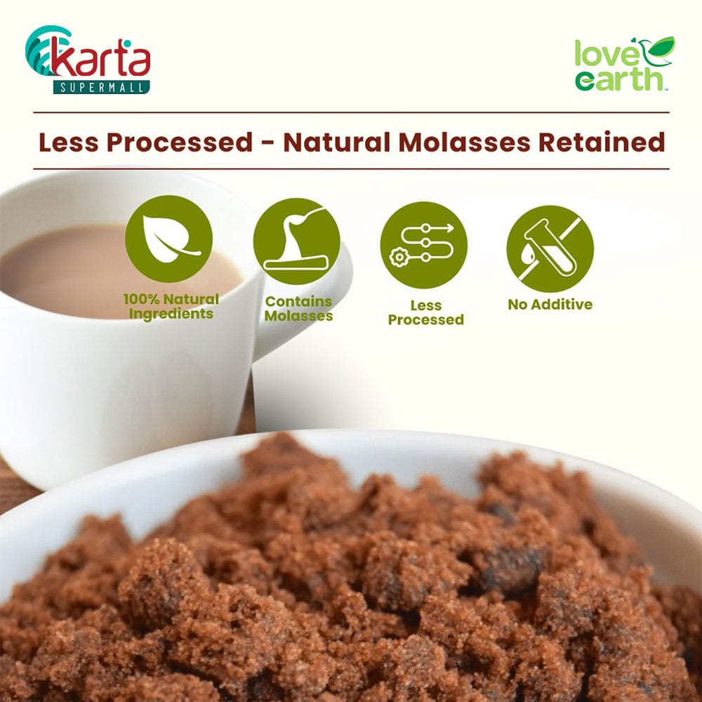 Love Earth Unrefined Dark Brown Soft Sugar 550g - Karta Supermall