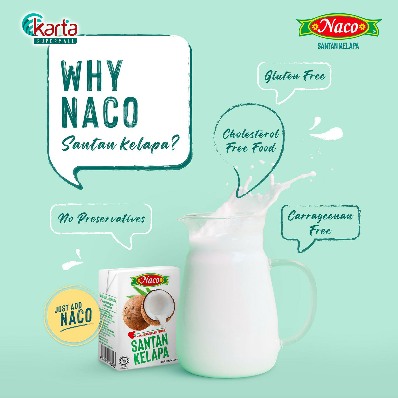Naco Coconut Milk 3's x 200ml - Karta Supermall