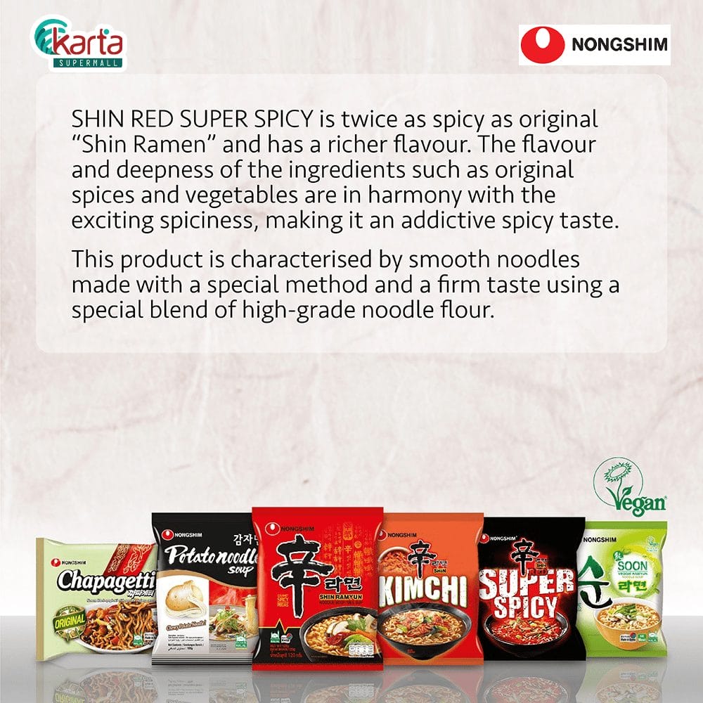Nongshim Shin Super Spicy Ramyun 5s x 120g - Karta Supermall