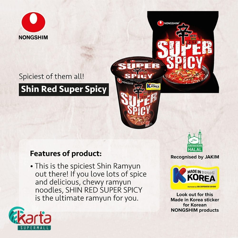 Nongshim Shin Super Spicy Ramyun 5s x 120g - Karta Supermall