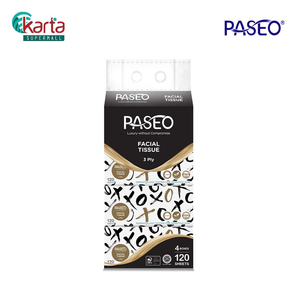 PASEO XOXO Facial Tissue Box (120 sheets x 4 boxes) - Karta Supermall
