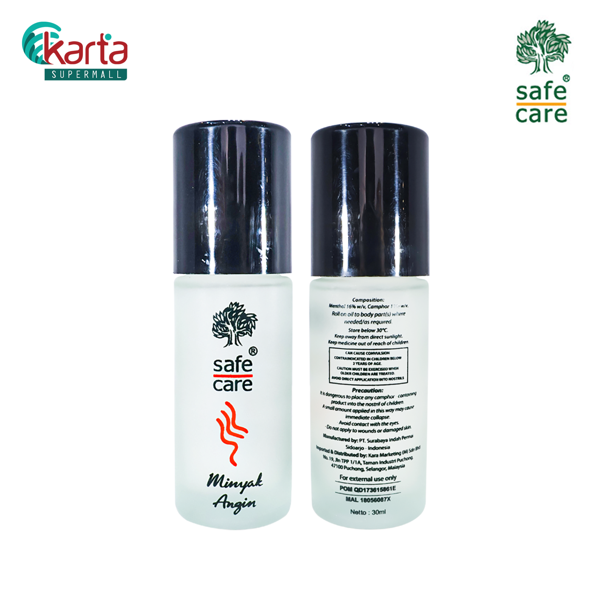 Safe Care Minyak Angin Roll On 30ml x 12 units (Set) - Karta Supermall