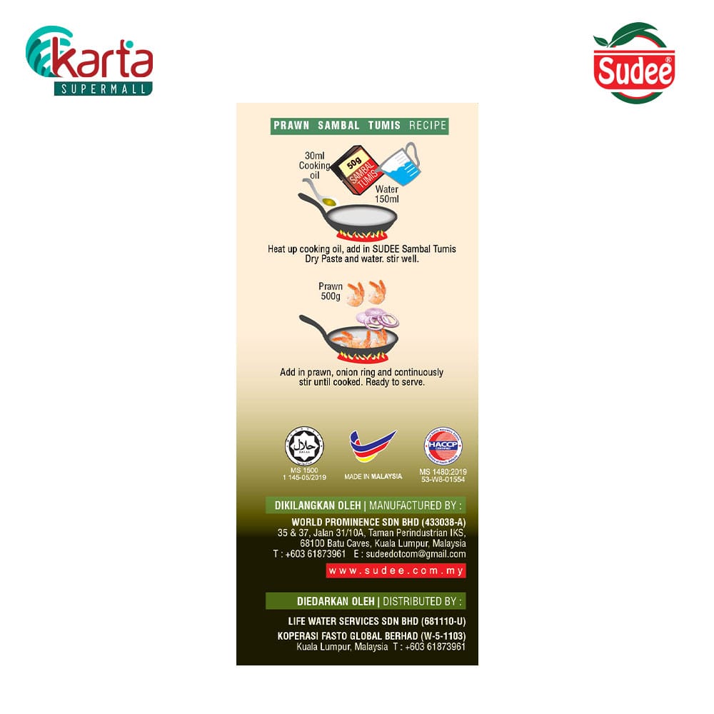 Sudee Sambal Dry Paste 50g (Perencah Sambal Tumis) - Karta Supermall