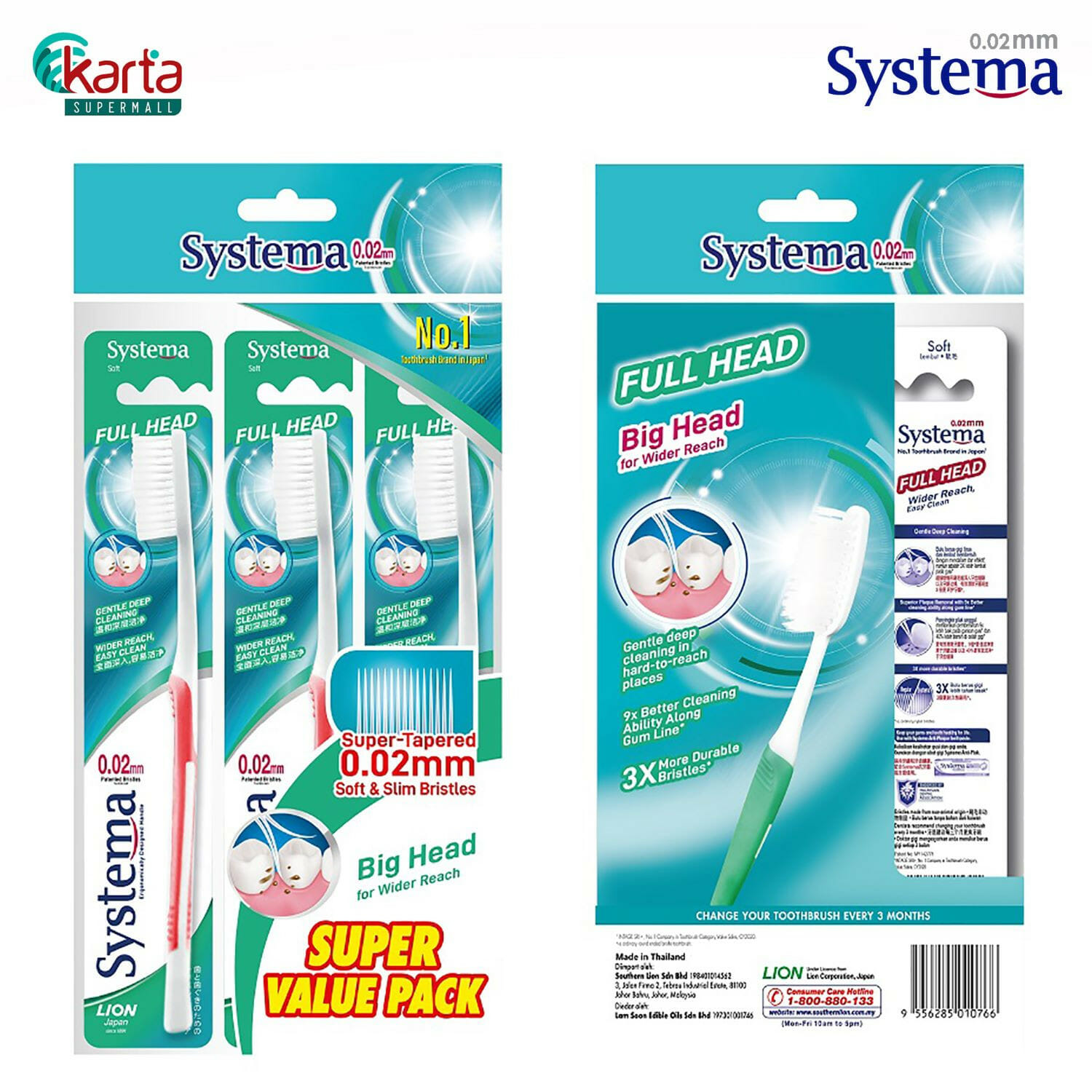 Systema Super Value Pack Full Head Toothbrush 3's - Karta Supermall