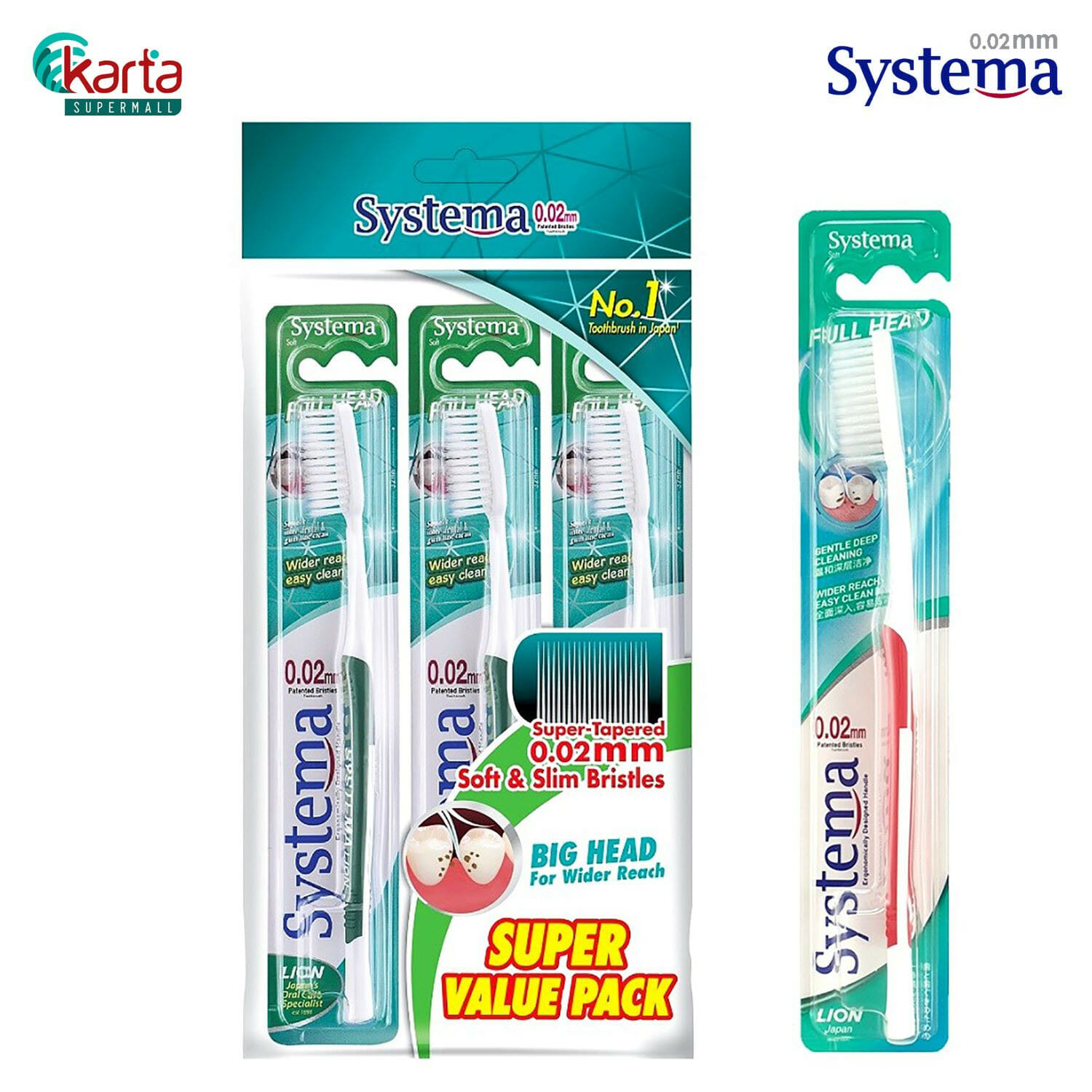 Systema Super Value Pack Full Head Toothbrush 3's - Karta Supermall