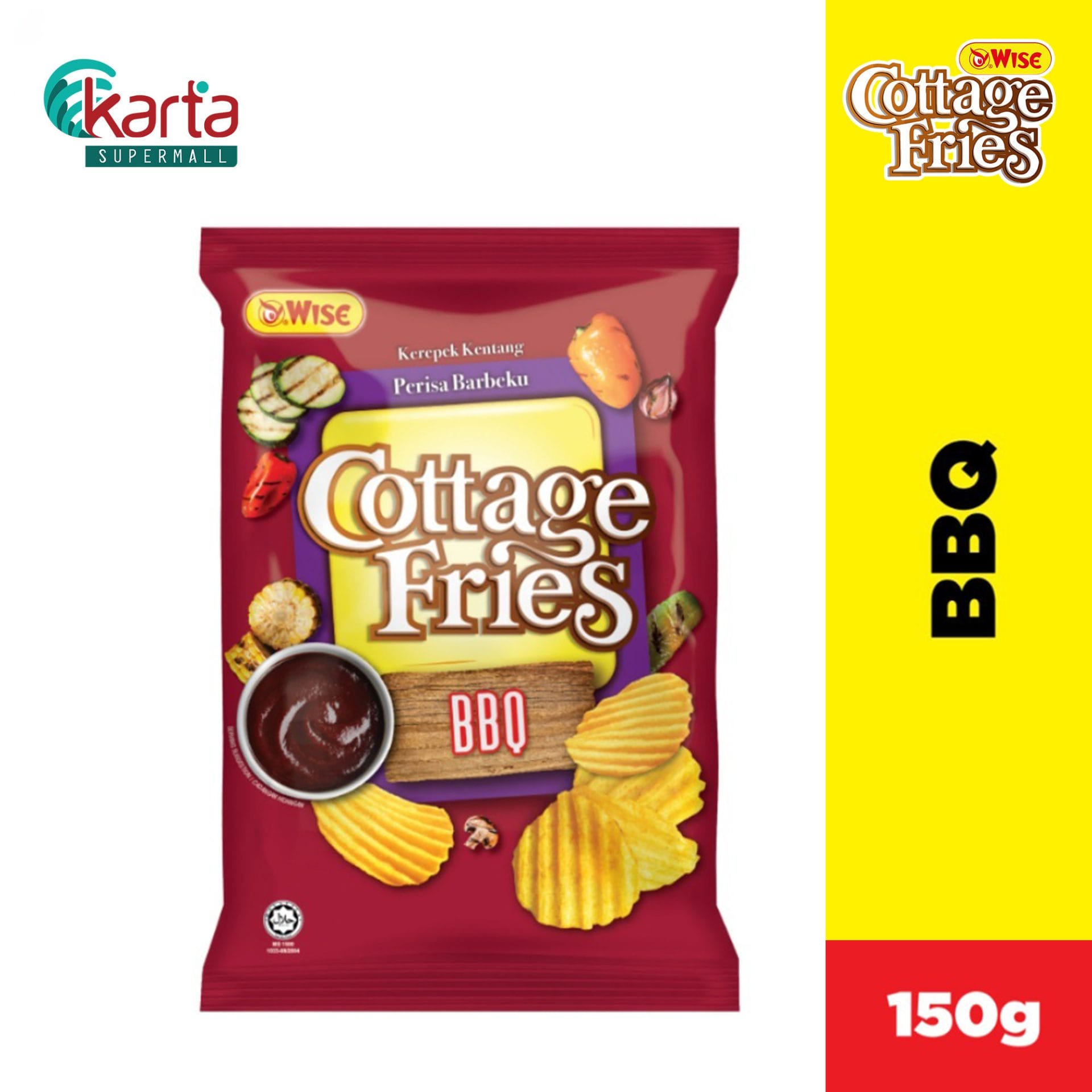 Wise Cottage Fries BBQ Flavour Potato Chips 150g - Karta Supermall