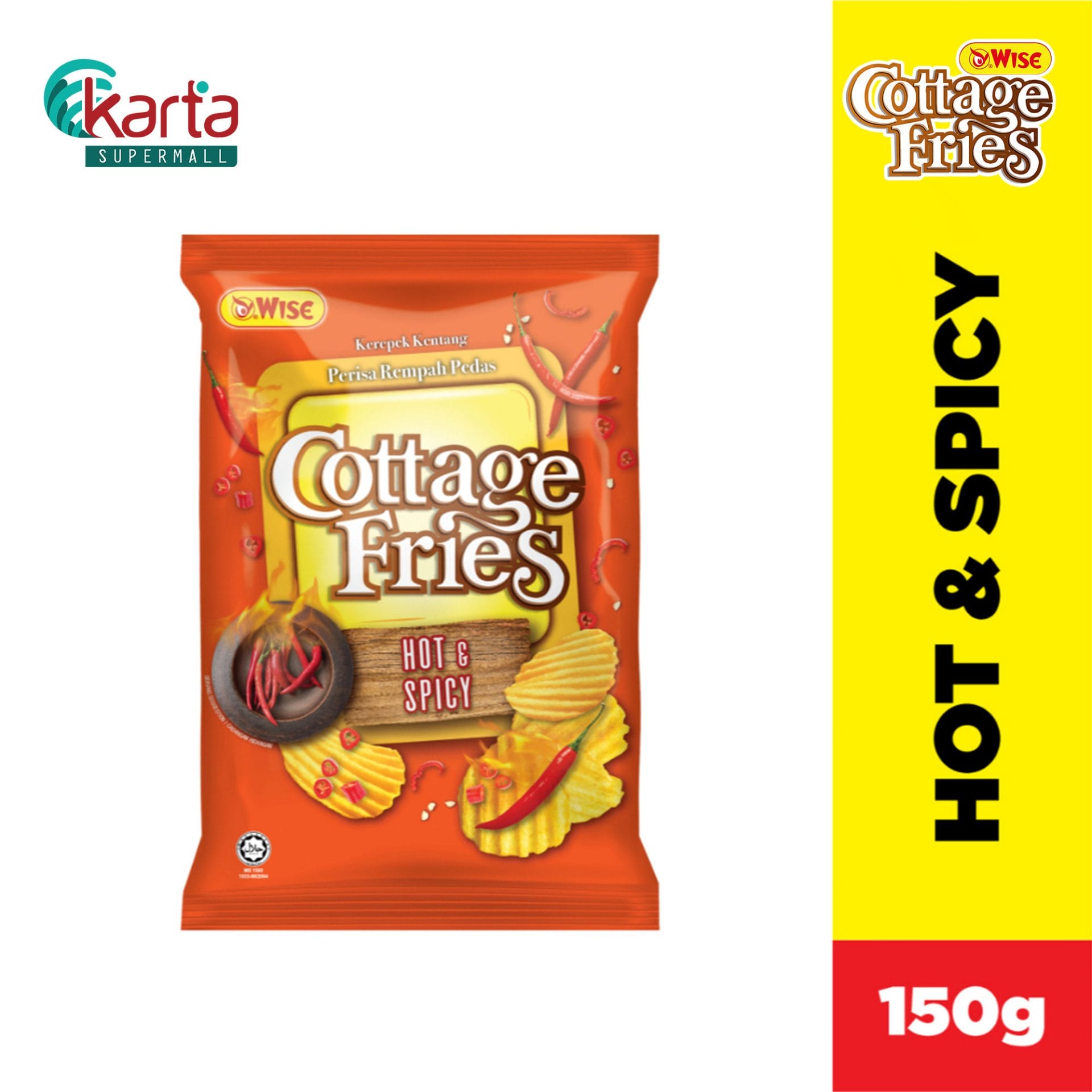 Wise Cottage Fries Hot 'n' Spicy Flavour Potato Chips 150g - Karta ...