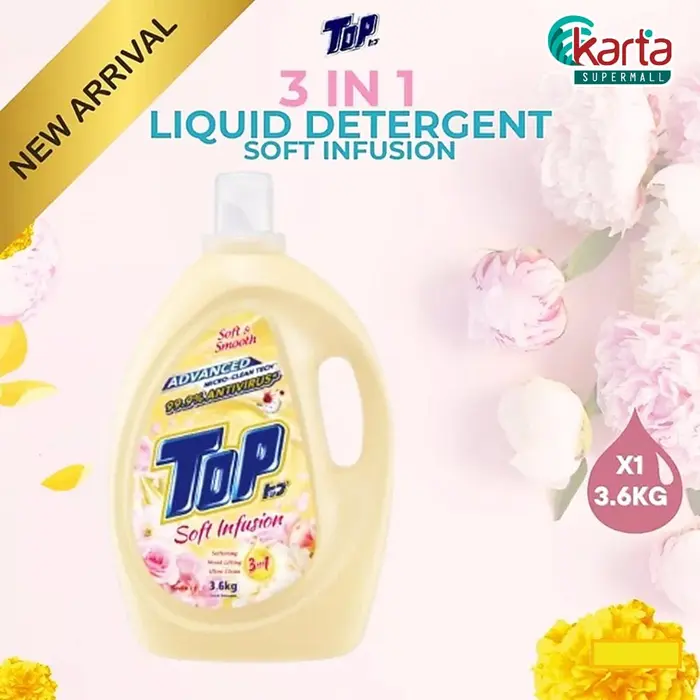 TOP 3-in-1 Liquid Detergent Soft Infusion (3.6kg Bottle) - Karta Supermall